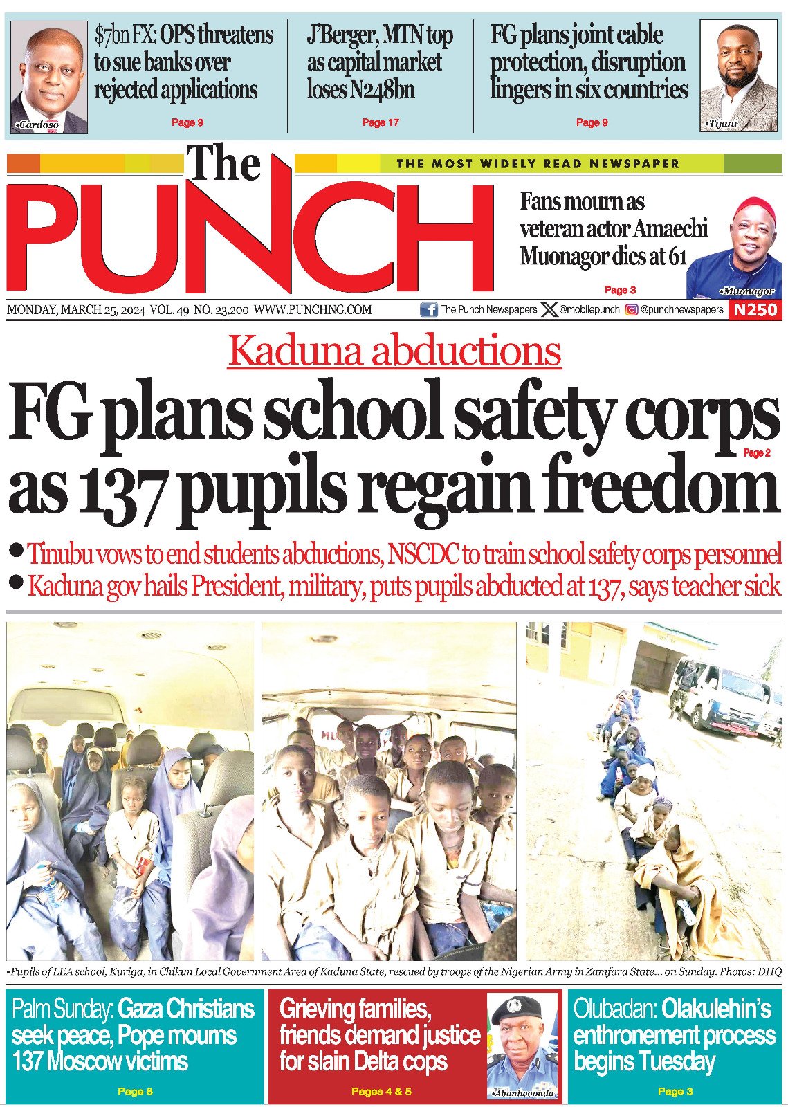 Nigerian Newspapers Daily Front Pages Review | Monday 25th March, 2024 ...