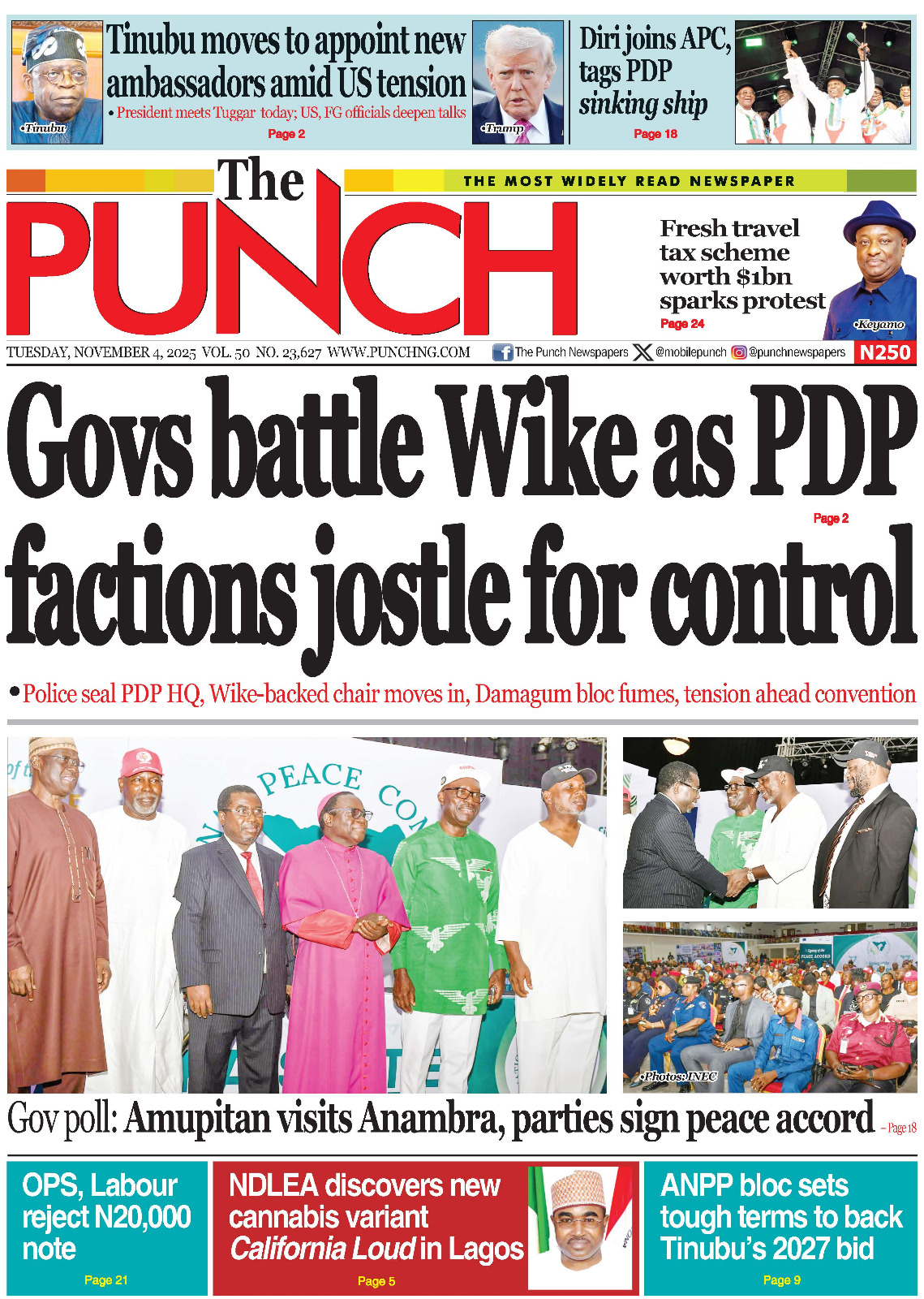 Nigerian Newspapers Daily Front Pages Review | Tuesday, 4th November, 2025